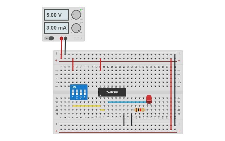 Circuit design NOT gate using NAND | Tinkercad