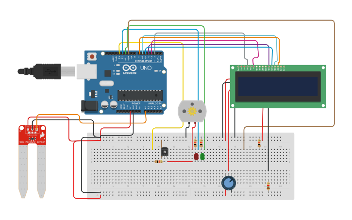 Circuit design Automated Plant Watering System. - Tinkercad