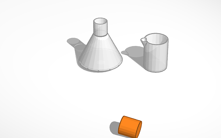 3D design Conical Flask, Beaker and Stopper - Tinkercad