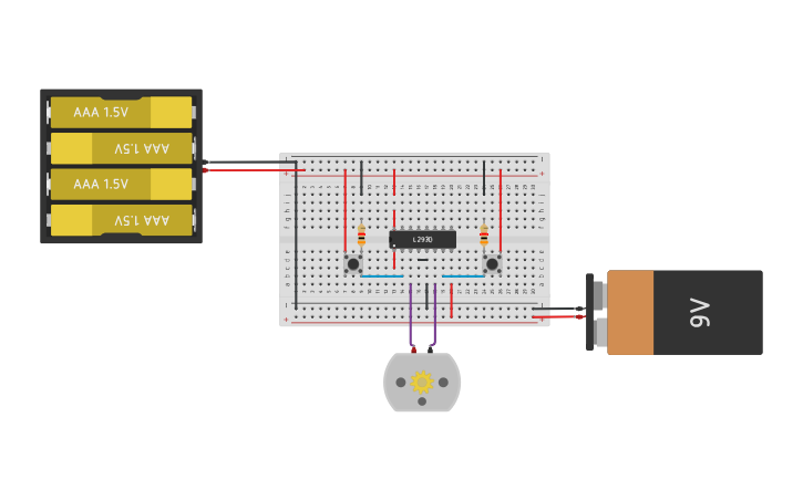 Circuit design motor with l293D - Tinkercad