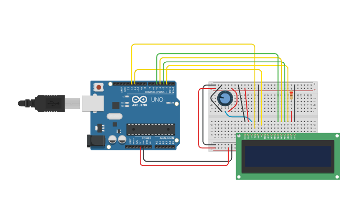 Circuit design LCD con serial | Tinkercad