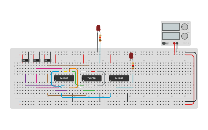 Circuit design Full Adder using Universal gates - Tinkercad