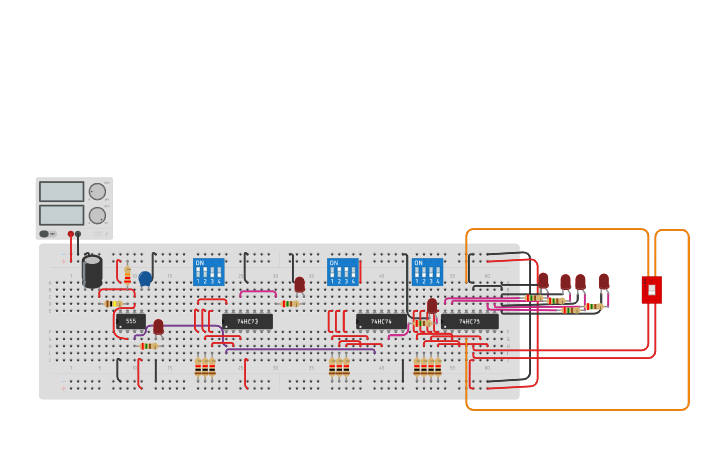 Circuit design Ejercicio #4: Temporizador 555+Flip-fop (74HC73, 74HC74 ...