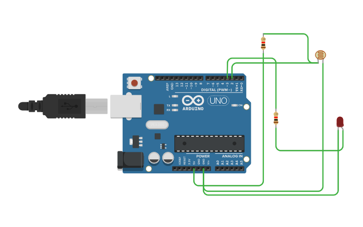 Circuit design LDR arduino | Tinkercad