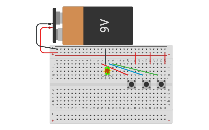 Circuit Design Controlando Led Rgb Com Botoes Tinkercad