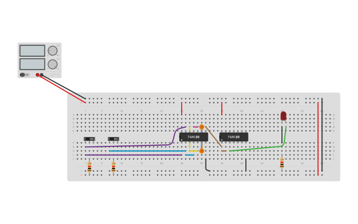Circuit design XNOR GATE USING NAND GATE - Tinkercad Circuit design XNOR GATE USING NAND GATE - Tinkercad