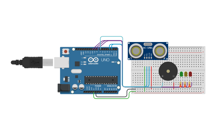 Circuit design Car Backing Sensor 2.0 - Tinkercad