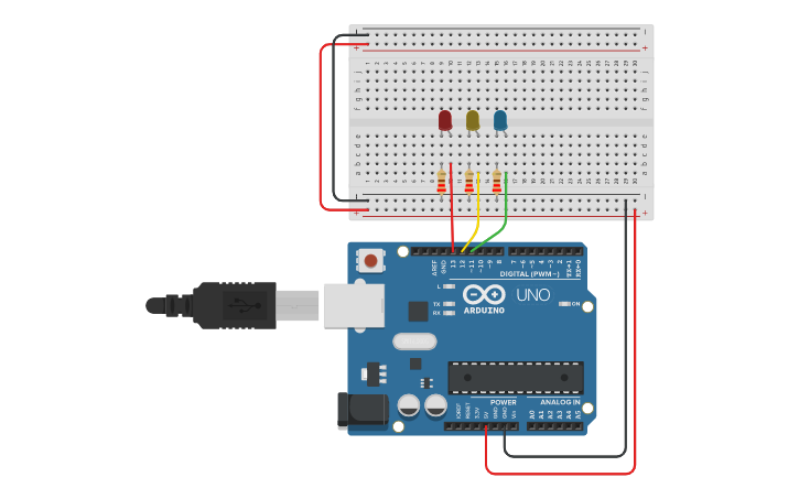 Circuit design 3 LED sequence | Tinkercad Circuit design 3 LED sequence | Tinkercad