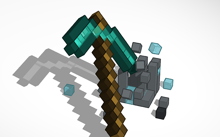 3D design Minecraft Diamond Pick (Realistic Style) - Tinkercad