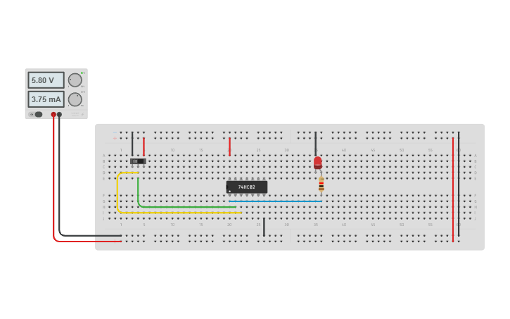 Circuit design NOT GATE USING NOR GATE - Tinkercad