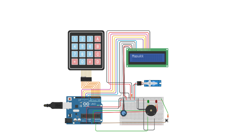 Circuit Design Kunc Pintu Dengan Password Menggunakan Arduino Tinkercad