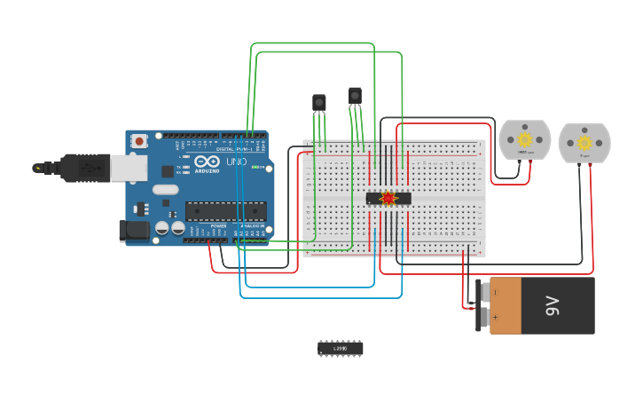 Circuit design line follower - Tinkercad