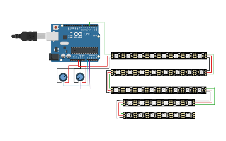 Circuit design NeoPixel Tree - Tinkercad