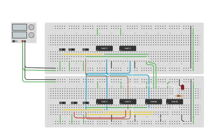 Circuit design 4:1 MUX - Tinkercad