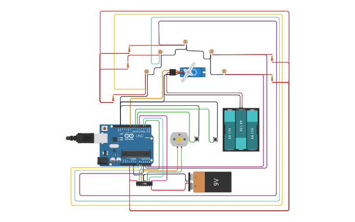 Circuit design flower solar panel | Tinkercad