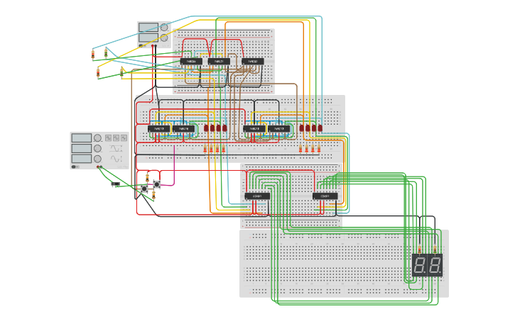 Circuit Design 2 X 4 Bit Jk Flip Flop Counter With 2 X 7 Segment Display Tinkercad