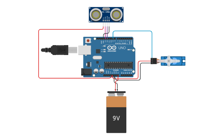 Circuit design Smart Bin Circuit - Tinkercad
