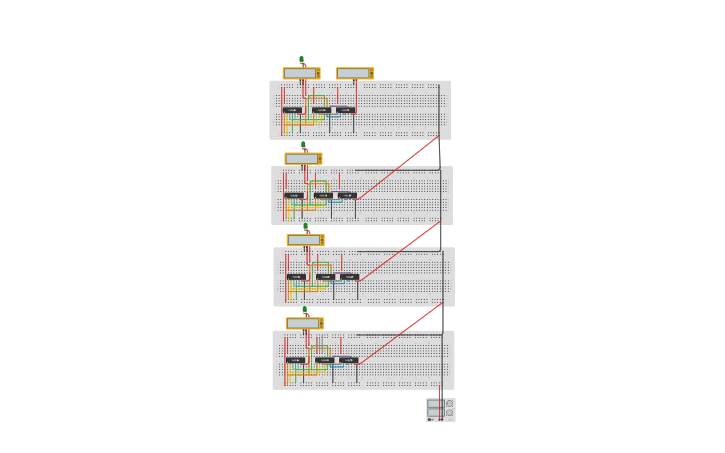 Circuit design Full Adder 4 bit - Tinkercad