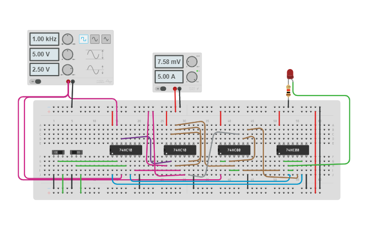 Circuit design MASTER SLAVE JK-FLIPFLOP - Tinkercad