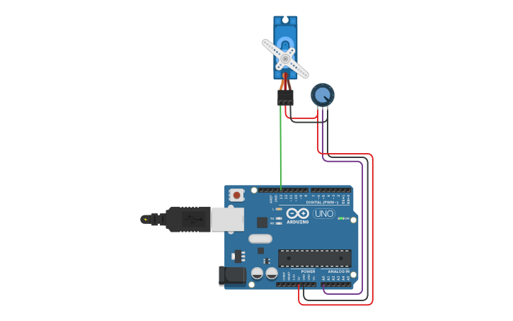 Circuit design Servo Motor - Tinkercad