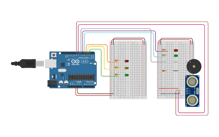 Circuit design Projeto de Casa - Semáforo com Sensor de Distância e ...