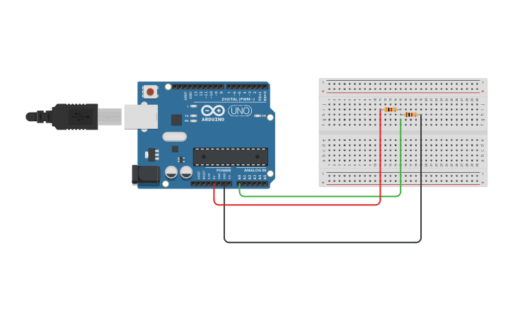 Circuit design Ohmmeter using Arduino UNO - Tinkercad