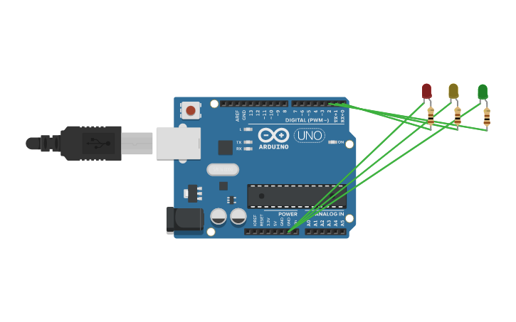 Circuit design Traffic Lights - Tinkercad