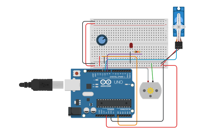 Circuit design Dispensador automático de comida para aves - Tinkercad