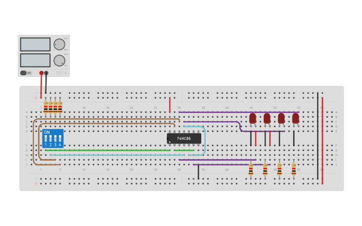 Circuit design GREY TO BINARY CONVERTER | Tinkercad