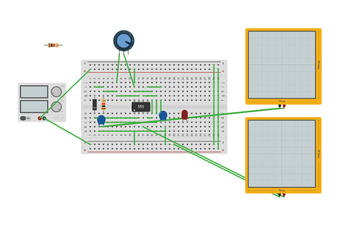 Circuit design 555 timer Astable mode (Any duty) | Tinkercad