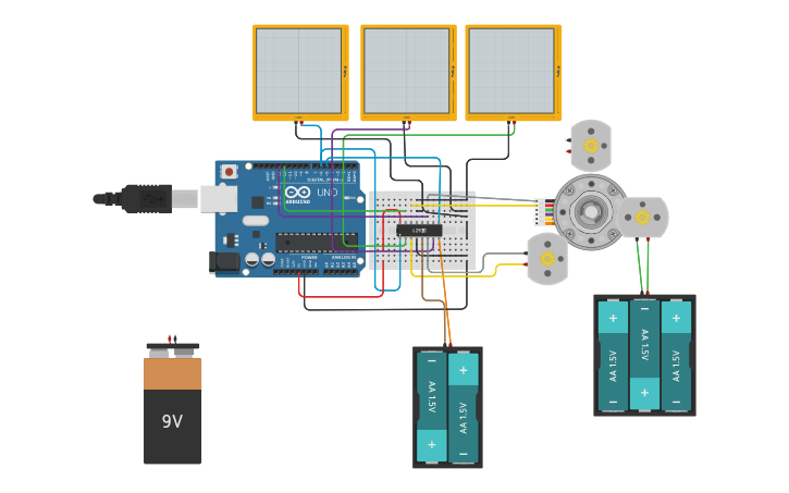 Circuit design Motores com Ponte H E PWM | Tinkercad