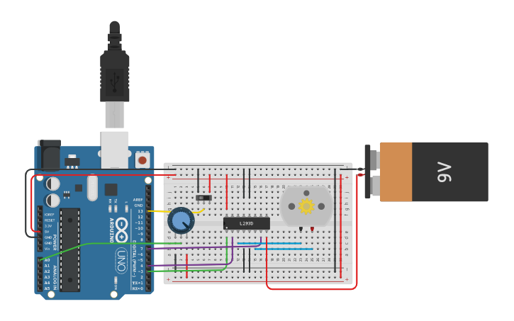Circuit Design Copy Of Arduino Motor Dc L293d Tinkercad