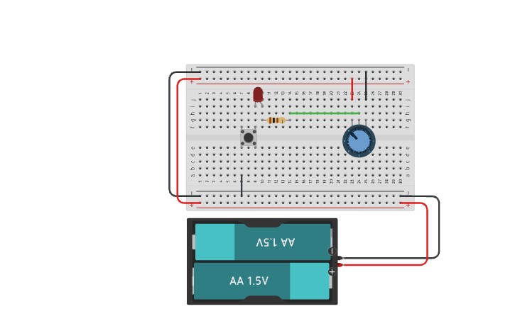 Circuit design Class Example: LED w/ Button And Potentiometer - Tinkercad