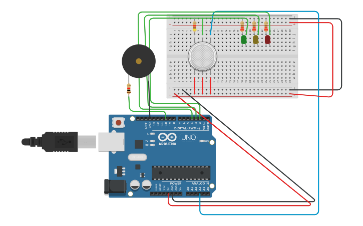 Circuit design Smoke Detector - Tinkercad