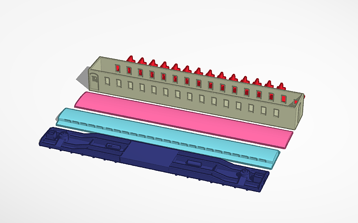3D design HO Scale passenger car - Tinkercad
