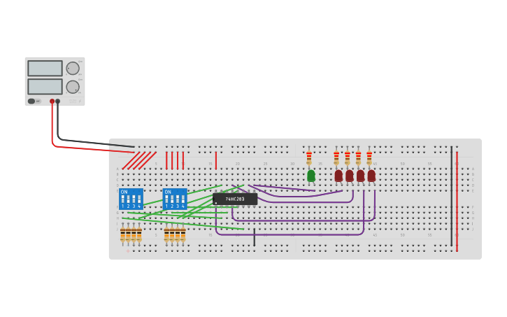 Circuit design LabCL3_Ex2(4Bit_Adder) - Tinkercad