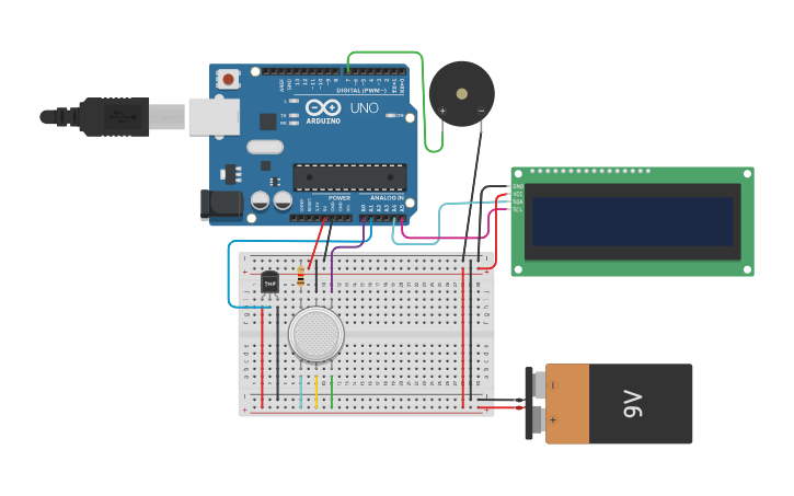 Circuit design Fire Alarm System - Tinkercad