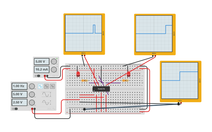 Circuit design ci 7473 - Tinkercad