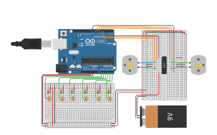 Circuit design Robotika 6 | Tinkercad