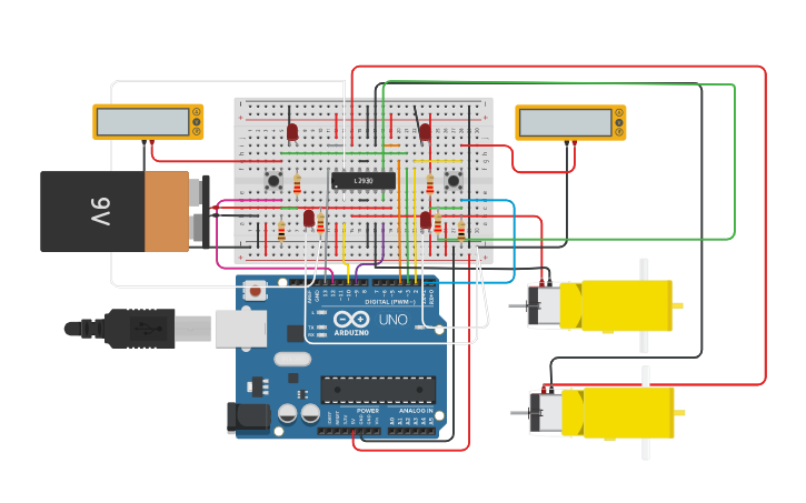 Circuit design prueba de motor de aficionado - Tinkercad