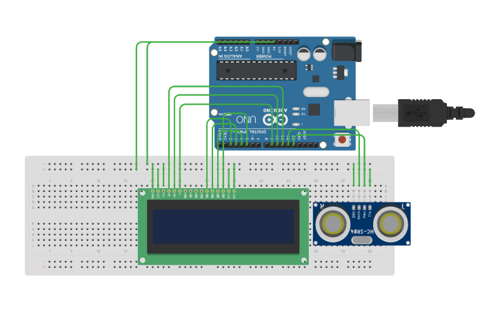 Circuit design Arduino Distance Metre - Tinkercad