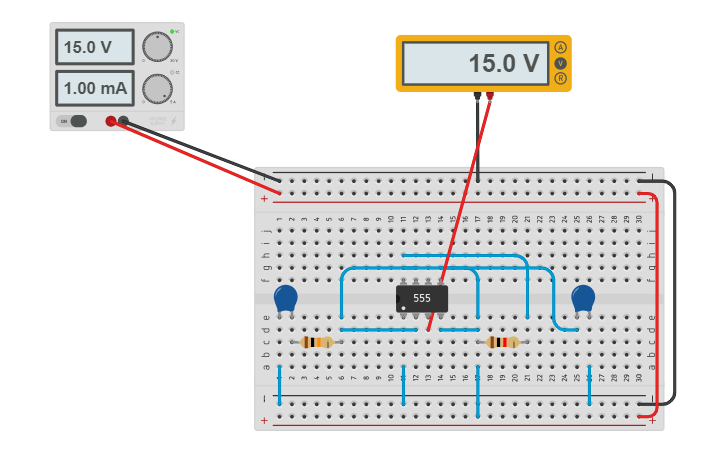 Circuit design Astable 555 timer - Tinkercad