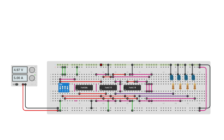 Circuit design Exp 7b) Serial-in Parallel-out Shift Register | Tinkercad