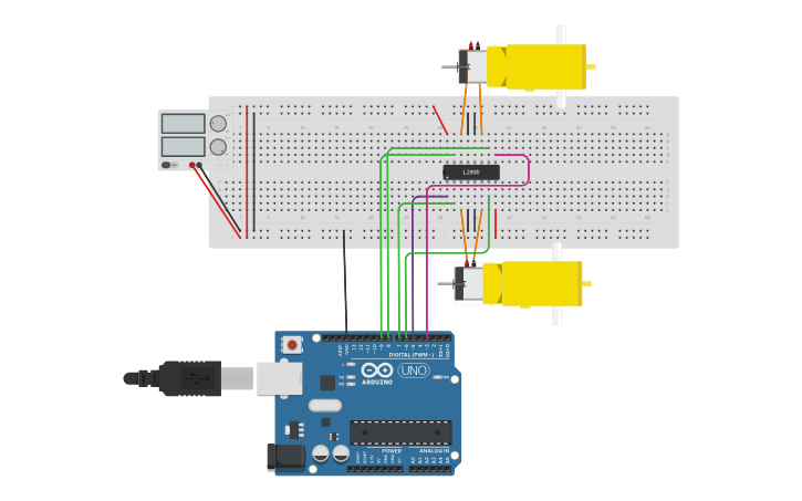 Circuit design RC Car - Tinkercad
