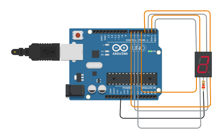 Circuit design 7 segmentos | Tinkercad