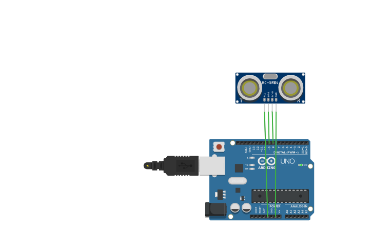Circuit design ULTRASONIC SENSOR | Tinkercad