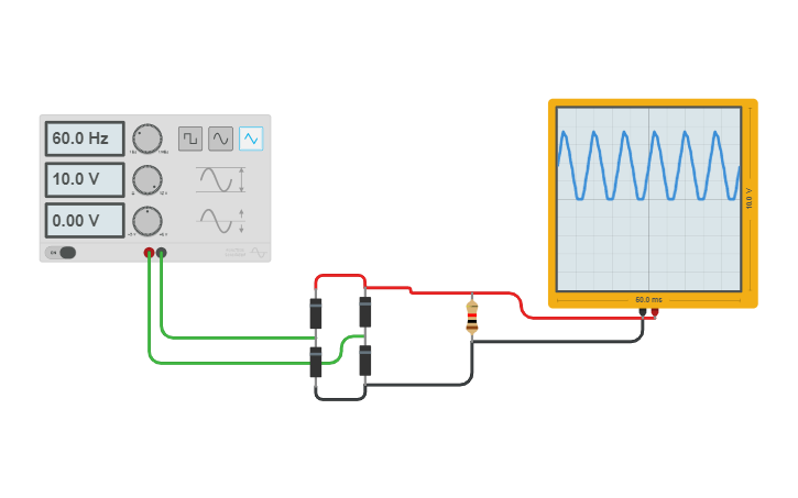Circuit design Full wave rectifier - Tinkercad