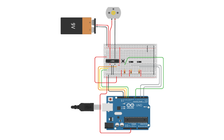 Circuit design motore c.c. | Tinkercad