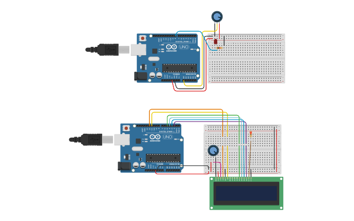 Circuit design Flashing LED w/ Potentiometer - Tinkercad
