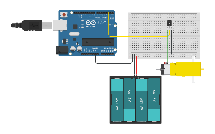 Circuit design B2.5 motor+ NPN-BJT | Tinkercad
